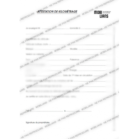 Modele Attestation De Kilometrage